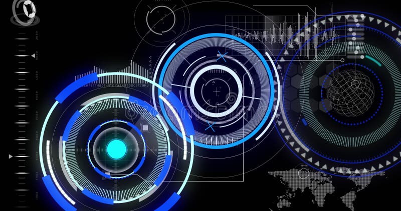 Image of Scopes Scanning and Data Processing on Digital Screen Stock Illustration - Illustration ...