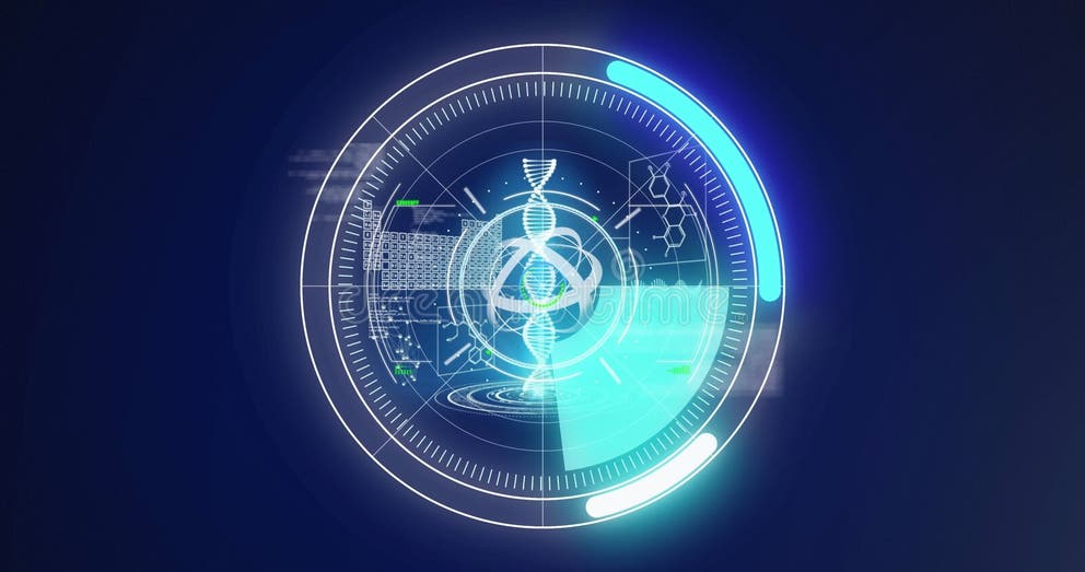 Image of Scopes Scanning, Dna Strand and Data Processing on Digital Screen Stock Illustration ...