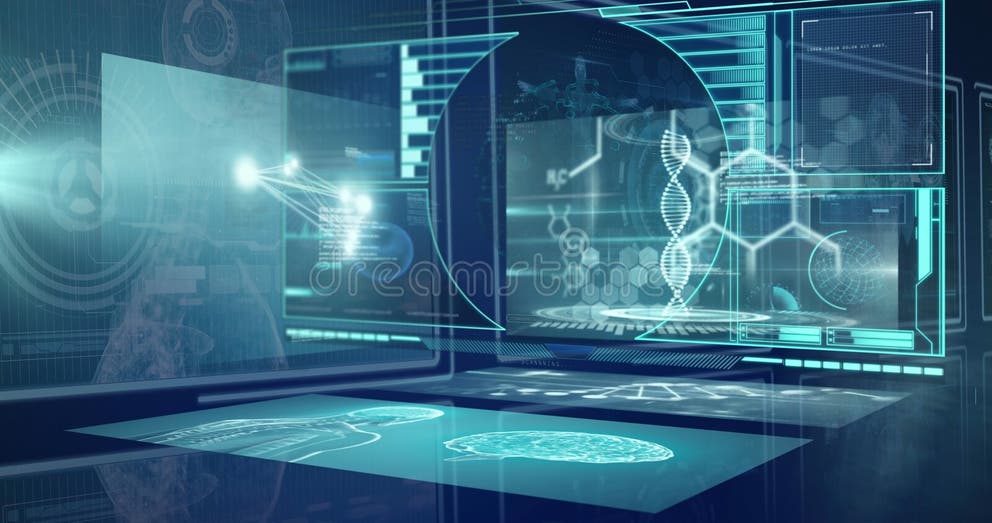 Image of Scopes Scanning and Medical Data Processing Over Digital ...