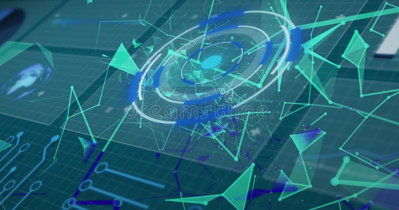 Image of Scopes Scanning and Network of Connections Over Grid Stock ...