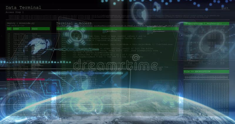 Image of Scopes Scanning on Screens with Data Processing Over Planet ...