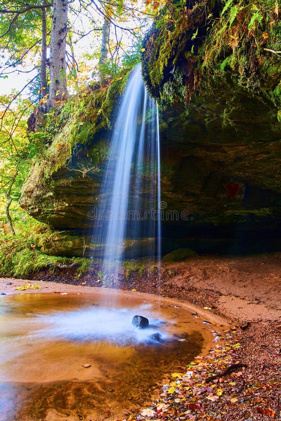 Scott Falls Waterfall with Circular Basin and a Deep Circular Cliff ...