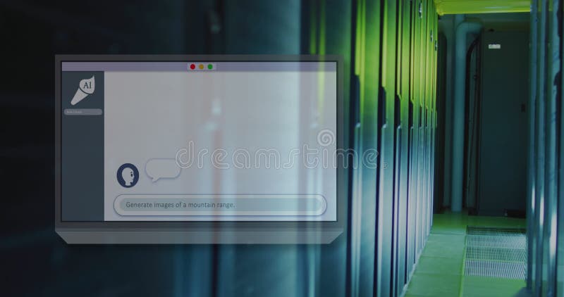 Image of Screen with Online Chat Over Computer Servers Stock ...