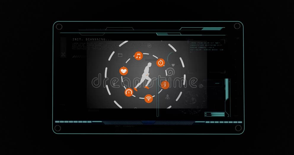 Image of Screen with Person Running and Data Processing Stock Image ...