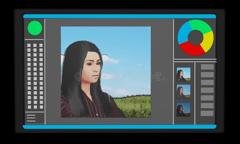 Image of a Screen with Photo Editing Software and a Drawing of a Girl ...