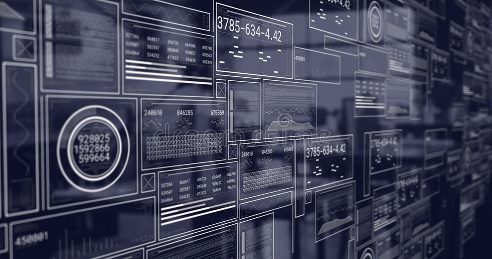 Image of Screens with Data Processing Over Cityscape Stock Image ...