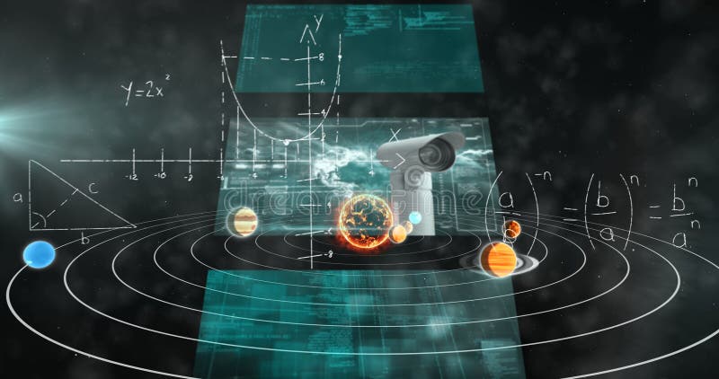 Image of Screens with Data Processing Over Equations and Solar System ...