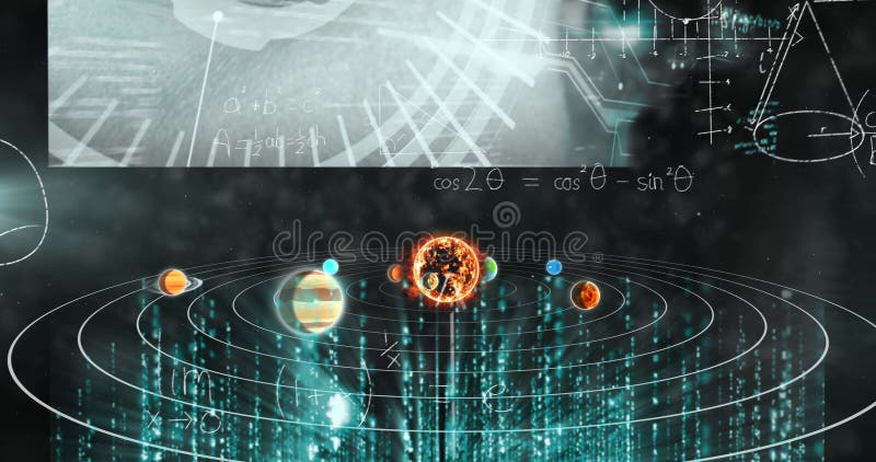 Image of Screens with Data Processing Over Equations and Solar System ...