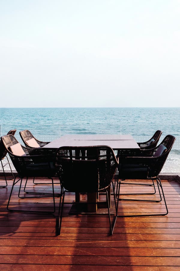 Sea View Dinning Table stock image. Image of nature - 138280195