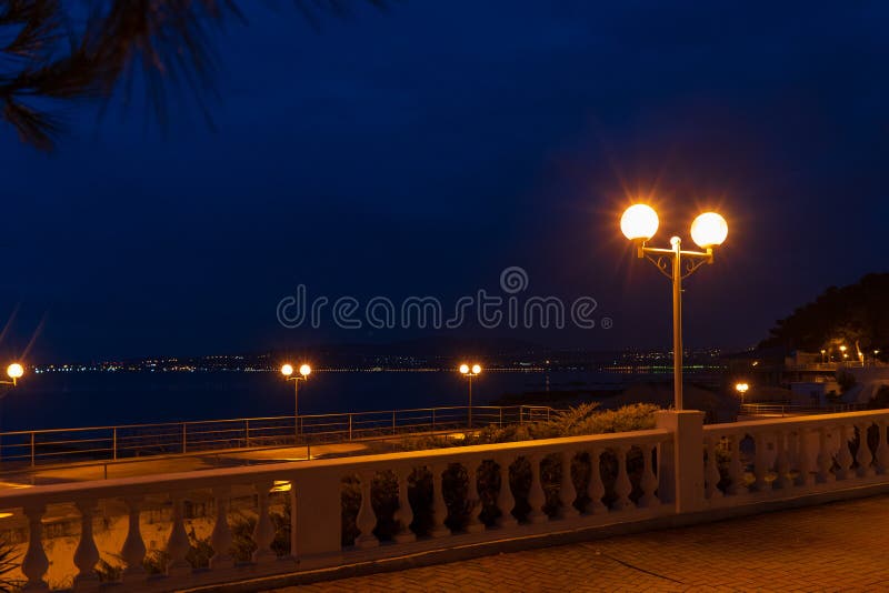 Seafront at night stock photo. Image of embankment, maritime - 246752004