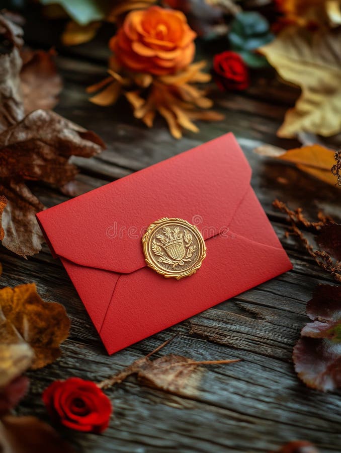 The Image of a Sealed Envelope with a Red Wax Seal Embossed with a ...