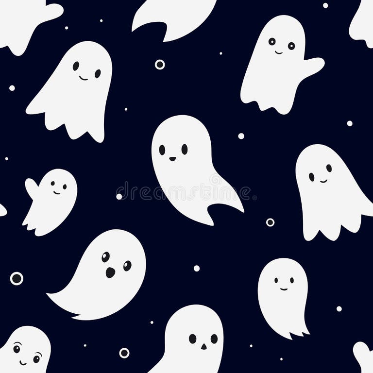 Friendly Floating Ghosts Seamless Pattern Stock Illustration ...