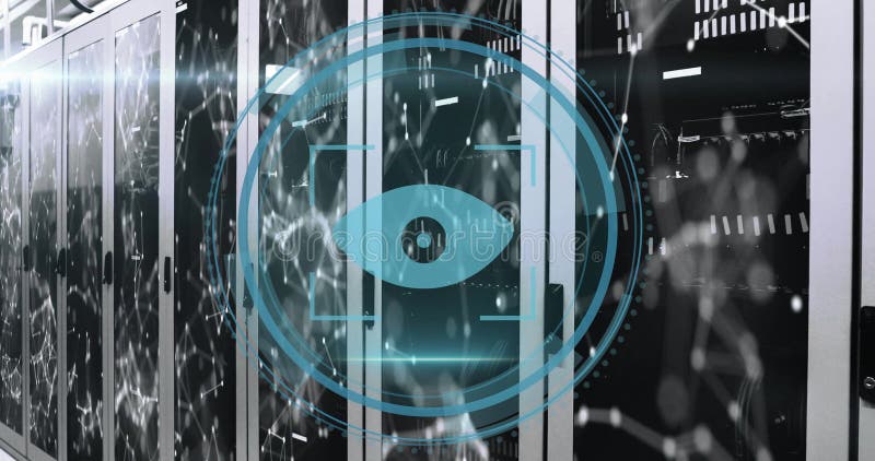 Image of Search Eye Icon and Data Processing Over Computer Servers ...