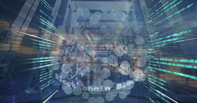 Image of Security Chain, Globe of Digital Icons and Data Processing ...