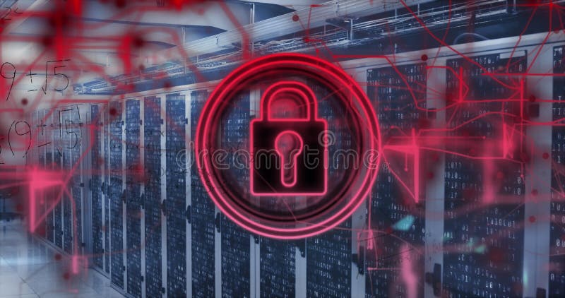 Image of Security Padlock Icon and Mathematical Equations Against ...
