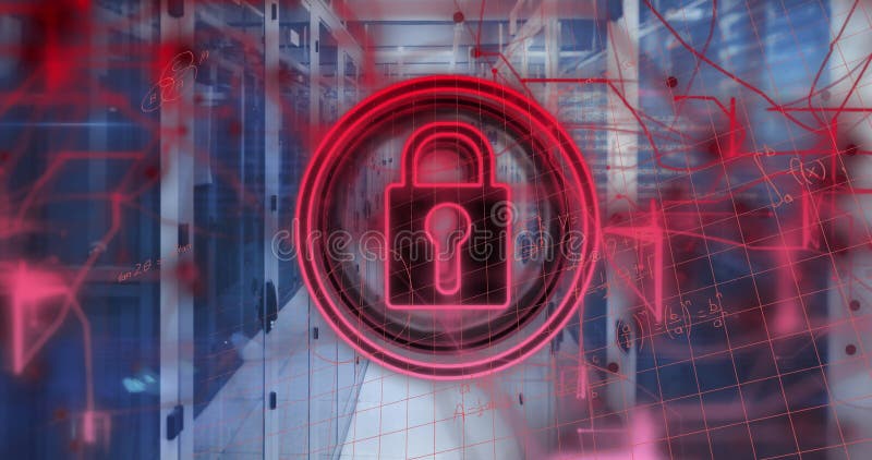 Image of Security Padlock Icon and Mathematical Equations Against ...