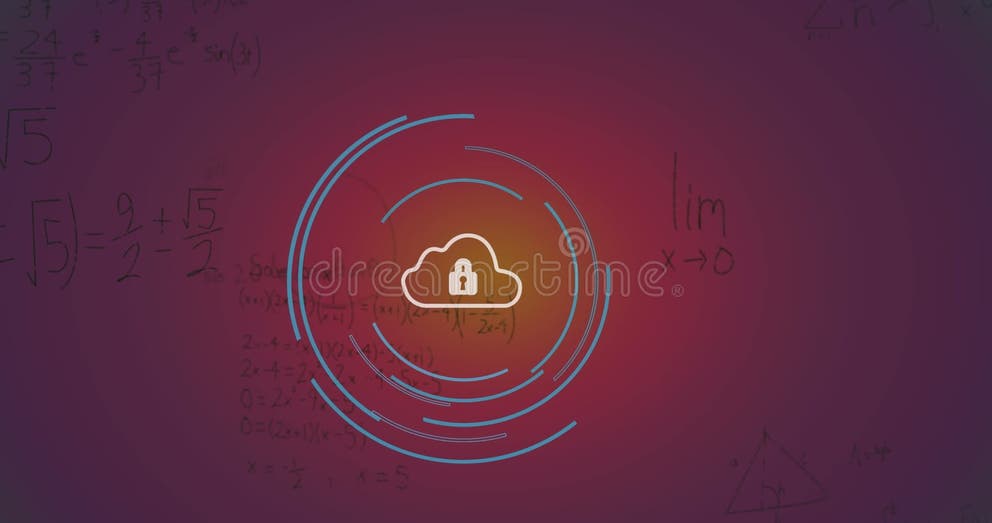 Image of Security Padlock Icon and Mathematical Equations Against ...