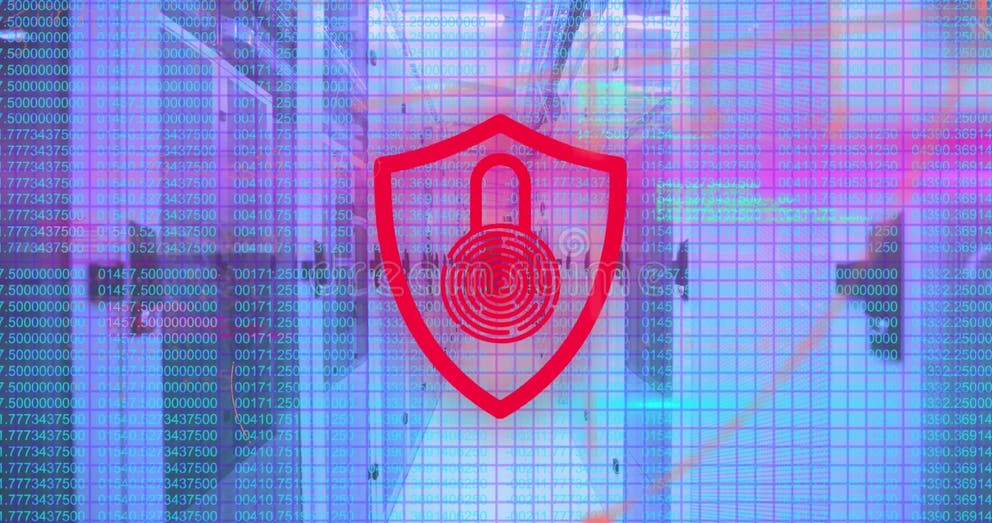 Image of Security Padlock Icon, Mathematical Equations and Data ...