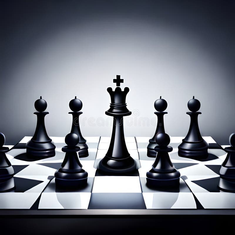 Monochrome Chess Board Illustration on Grey Background Stock ...