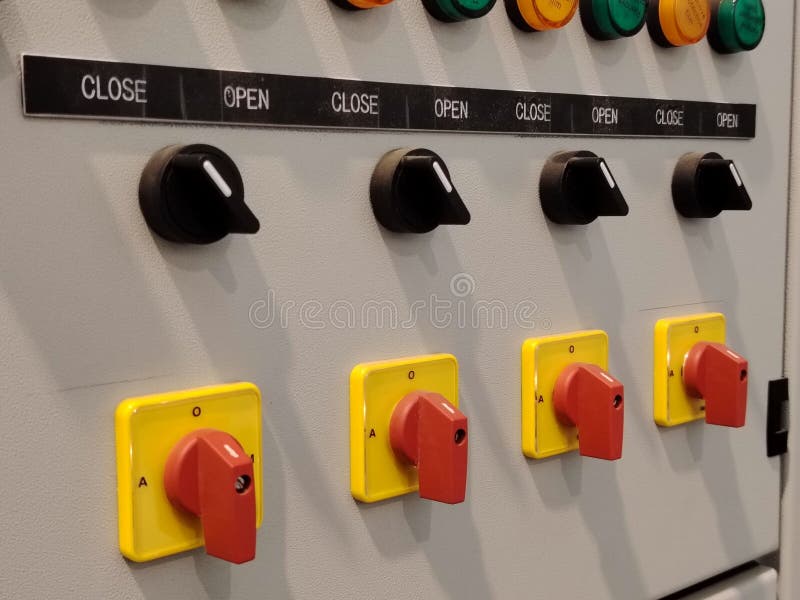 Image of Selector Switches on Electrical Cabinet with Tags. Stock Image ...