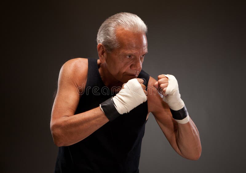 Image of a Senior Man in a Fighting Stance Stock Photo - Image of ...