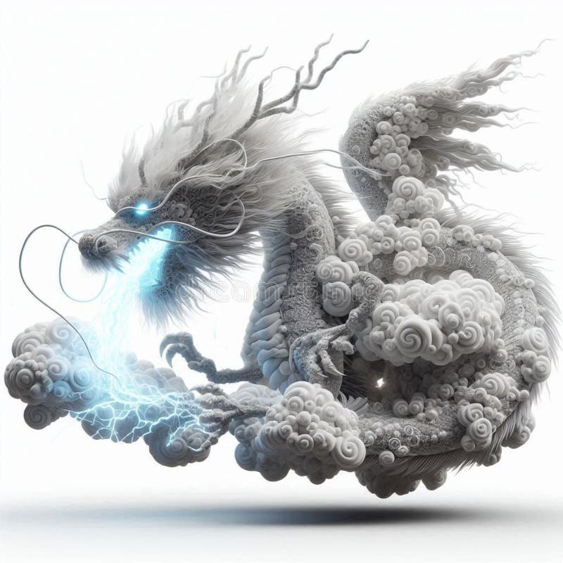 Image of a Sentient Cloud Shaped Like a Dragon with Lightning Glowing ...