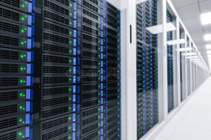 Server Racks in Data Center. 3d Render Stock Illustration ...