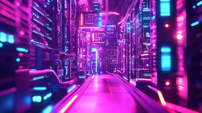 An Image of a Server Room Featuring a Line of Servers. this Picture Can ...