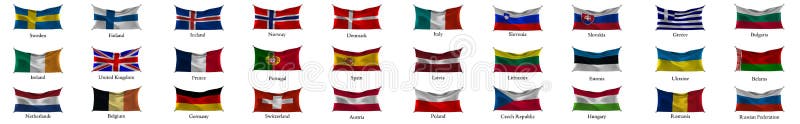 The Image is a Set of Flags of Different Countries, Made in Vector ...