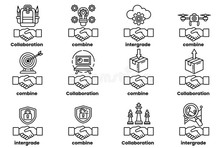 The Image is a Set of Handshakes with Different Meanings Stock Vector ...