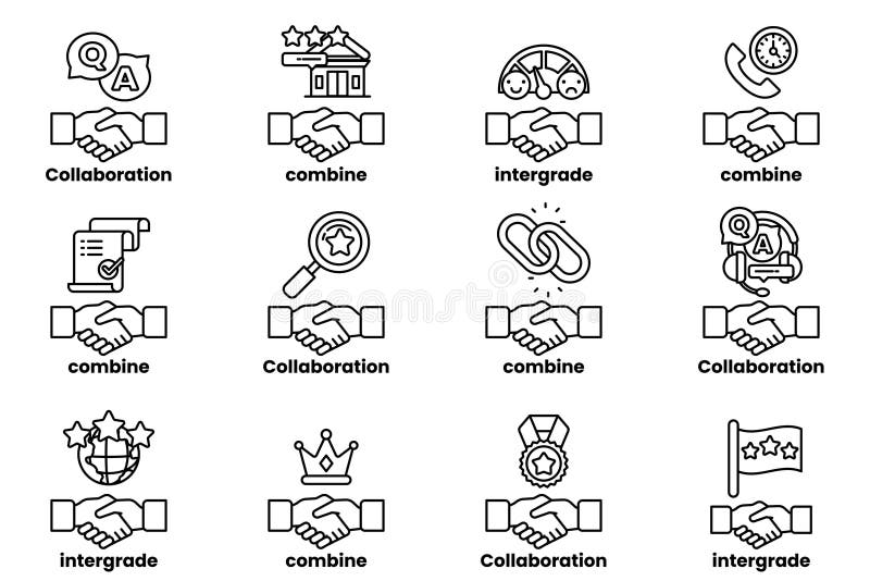 The Image is a Set of Handshakes with Different Meanings Stock Vector ...