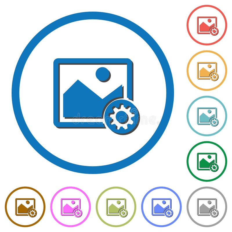 Image Settings Icon. Gear and Photo Symbols. Vector Media Illustration ...