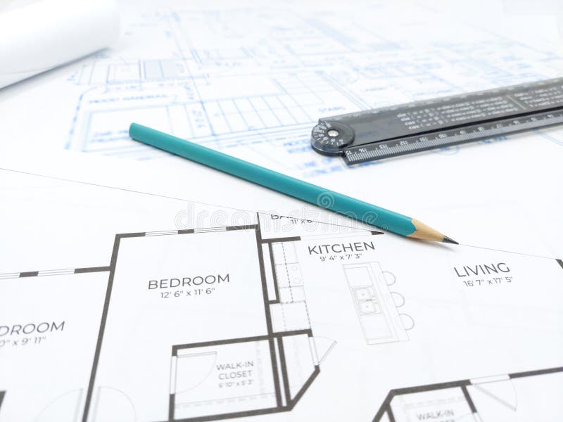 Image of Several Drawings of the Project and Instruments Stock Photo ...