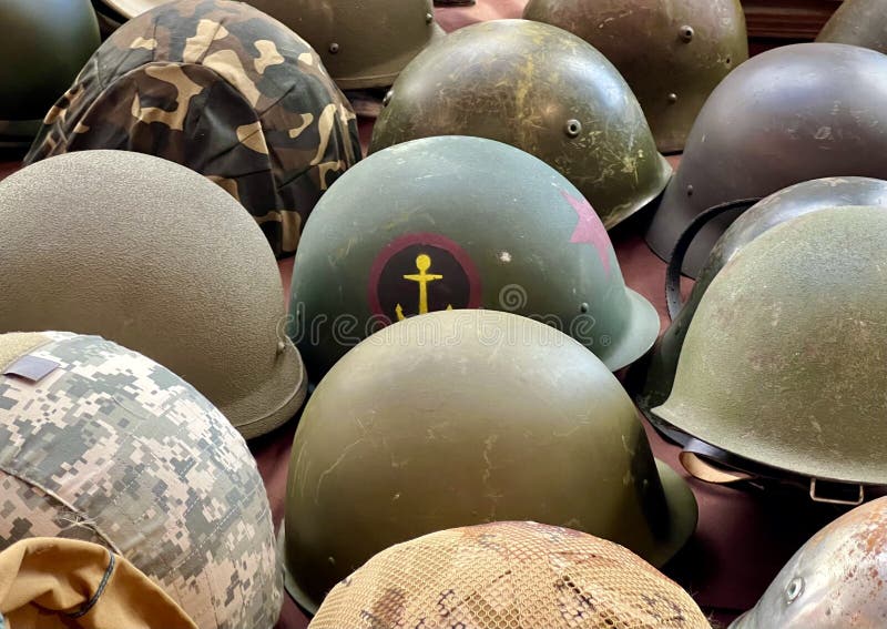 Image of Several Helmets of Different Types of Soldiers. Stock Image ...