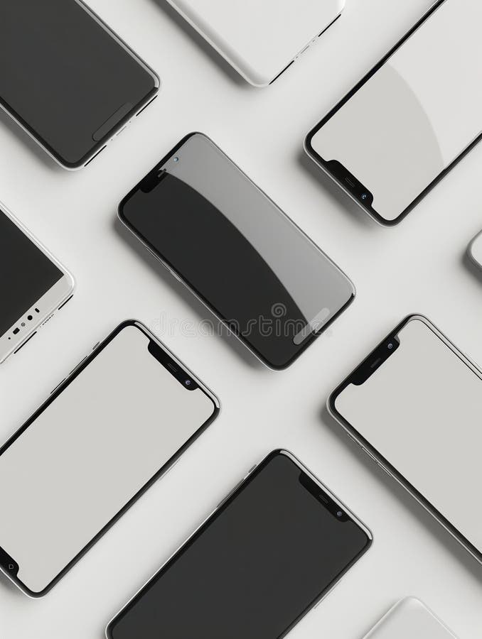 An Image of Several Modern Smartphones Arranged in a Diagonal Pattern ...