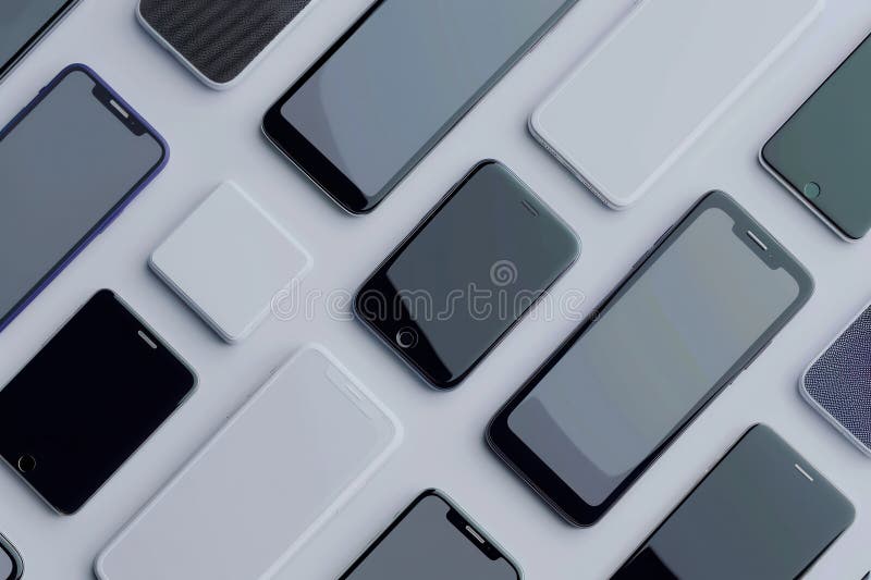 An Image of Several Modern Smartphones Arranged in Different Angles on ...