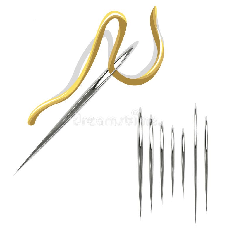 Image of a Sewing Needle with a Thread in the Eye and a Set of Needles ...