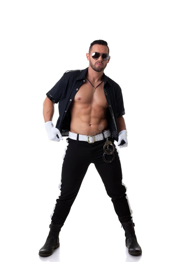 Image of Muscular Cop Posing at Camera Stock Photo - Image of ...