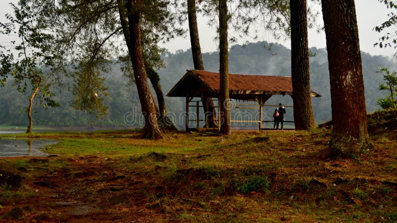 Beautiful Scenery of a Shack in the Forest and the Lake Stock Photo ...