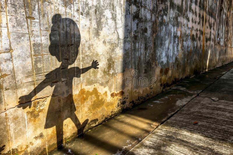 A Shadow of a Child S Shadow on a Concrete Wall Stock Photo - Image of ...