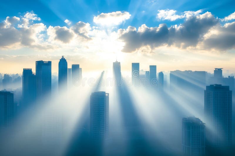 Image of Shanghai Skyline on a Sunny Day in China, Represented in Ultra ...