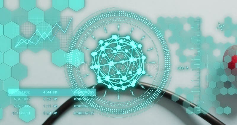 Image of Shapes and Data Processing Over Stethoscope Stock Photo ...