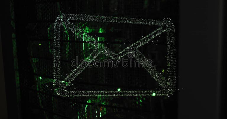 Image of Shapes and Envelope Over Server Room Stock Image - Image of ...