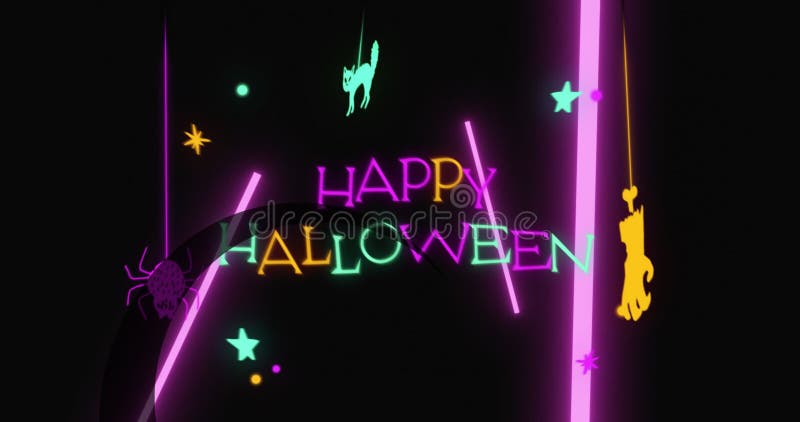 Image of Shapes Moving Over Happy Halloween Text Stock Illustration ...
