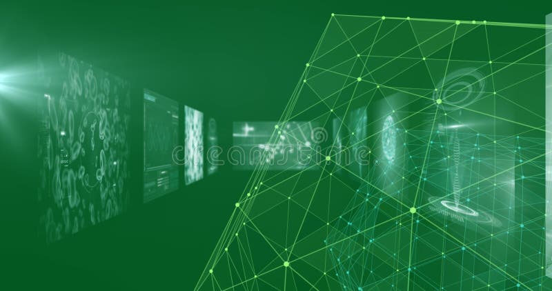 Image of Shapes Over Data Processing and Digital Screens Stock Illustration - Illustration of ...