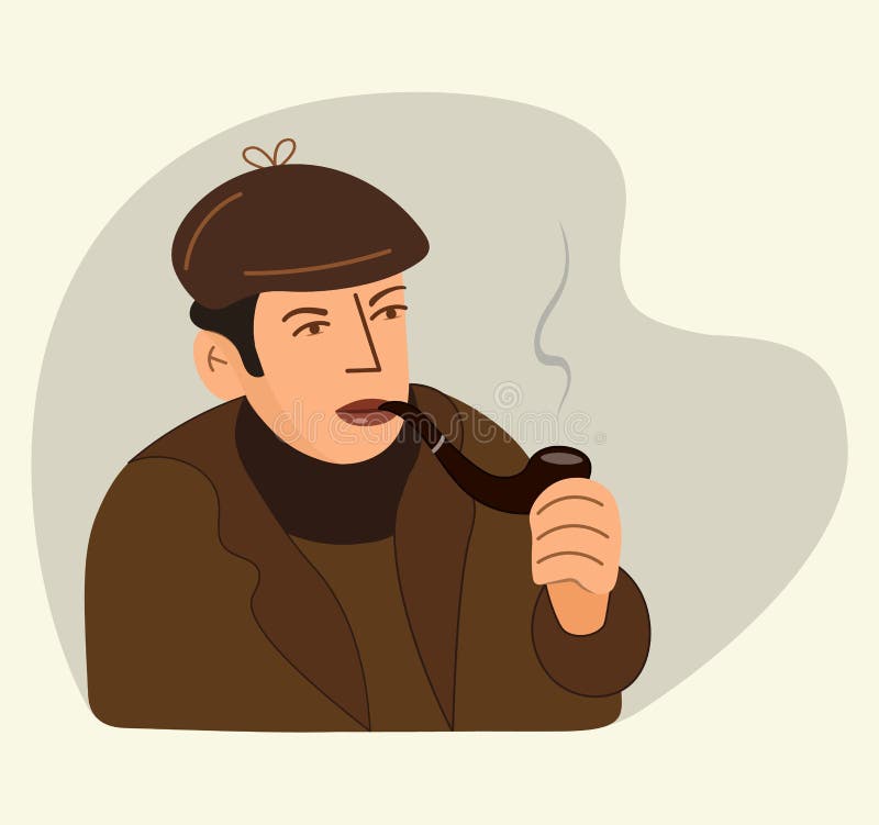 Image of Sherlock Holmes. Silhouette of a Detective with a Pipe. the ...