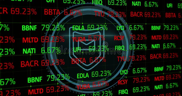 Image of Shield and Scope Scanning Over Stock Market Stock Photo ...
