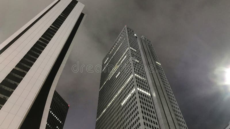 Image of Shinjuku Skyscraper District at Night, Cloudy Sky Stock Photo ...