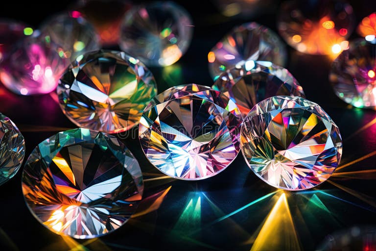 Image of Shiny Diamonds with Colourful Prismatic Lights Stock ...