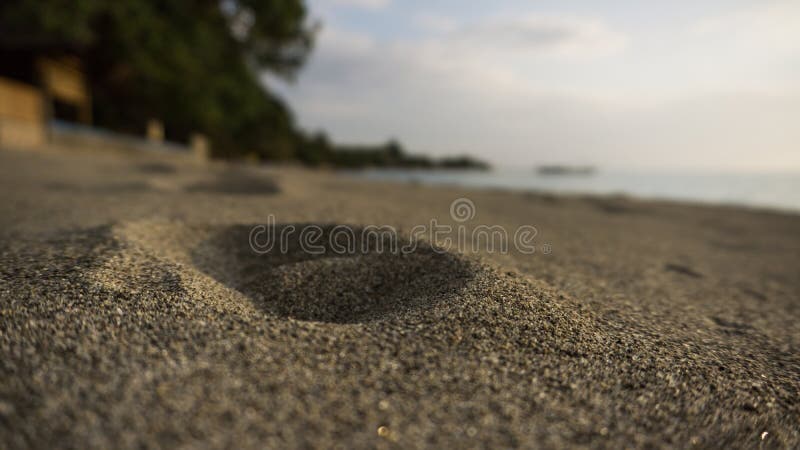 Human trace at beach sand stock image. Image of climb - 125532549